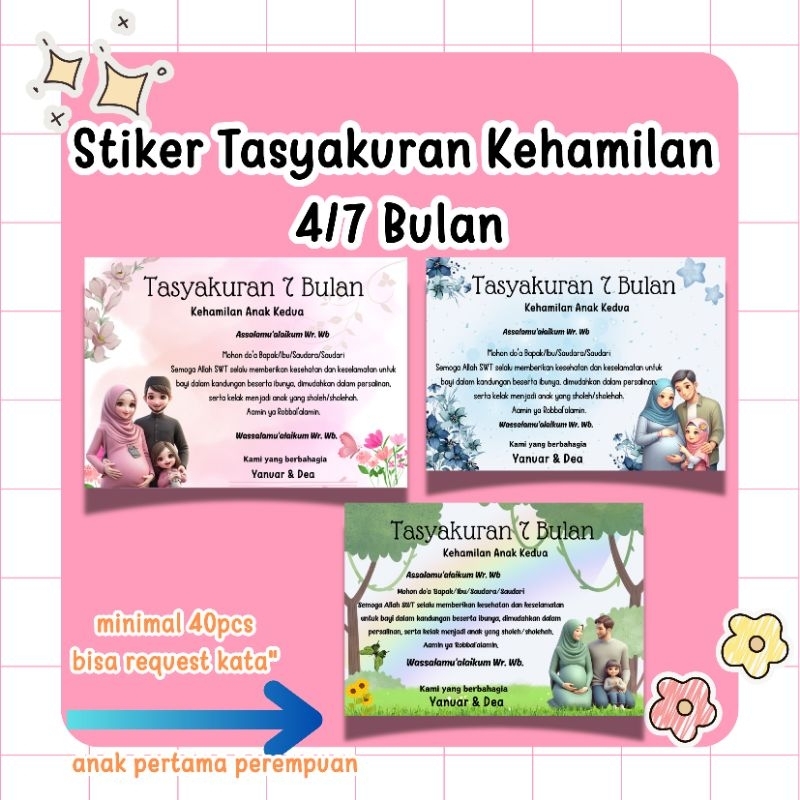 Jual Stiker Tasyakuran Kehamilan 4 bulan/ hamil 7 Bulan/isi 20pcs/label ...