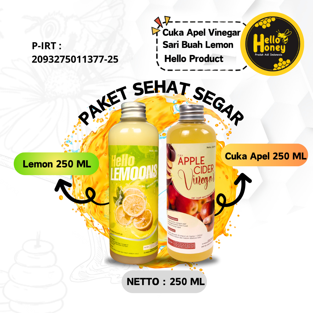 Jual Cuka Apel Cider Vinegar & Sari Buah Lemon Asli 250 ML | Shopee ...