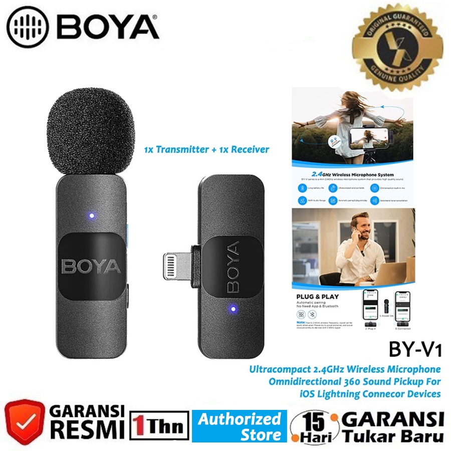 Jual Boya BY-V1/V2 Ultra-Compact 2.4Ghz Wireless Microphone for iOS ...