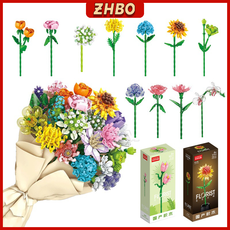 Jual ZHBO Mainan Buket Lego Bunga Bouquet Brick Kreatif Untuk Mainan ...