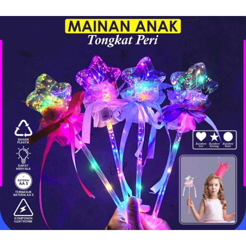 Jual Mainan AnakTongkat Peri Bintang Stik Lampu LED Warna Warni Tongkat ...