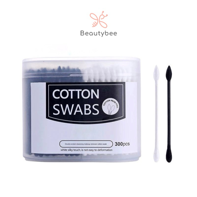 Jual BEAUTYBEE COTTON BUD 2 BENTUK BLACK AND WHITE ISI 300 (A655 ...