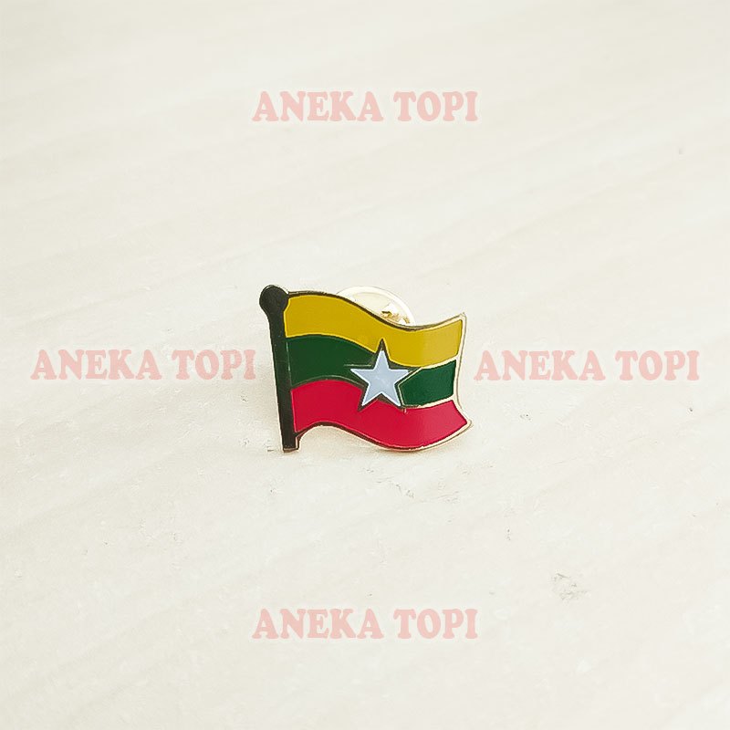 Jual Flag Pin Myanmar Pin Bendera Negara Myanmar Pin Flag Myanmar ...