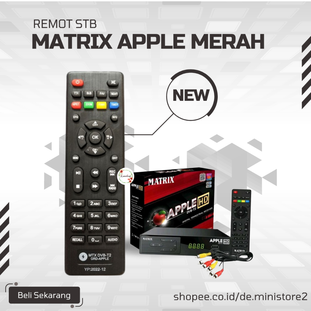 Jual Remot STB Matrix Apple HD Termurah Set baterai / Remote Set Top ...
