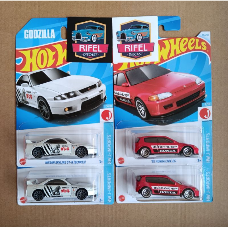 Jual Hot Wheels Paket Nissan Skyline GT-R R33 Godzilla, Honda Civic EG ...