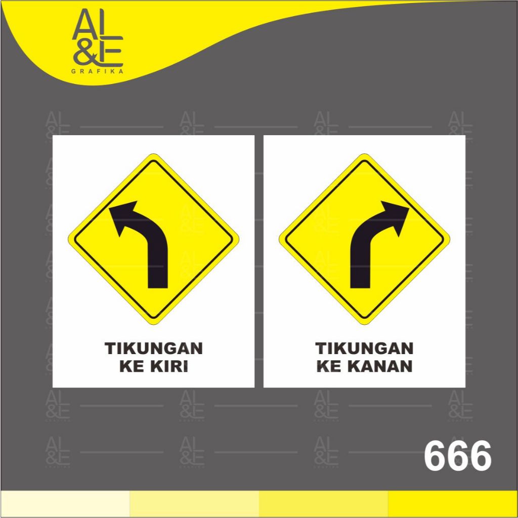 Jual 666 - Stiker Rambu Lalu Lintas, Tikungan Kekiri dan Kekanan ...