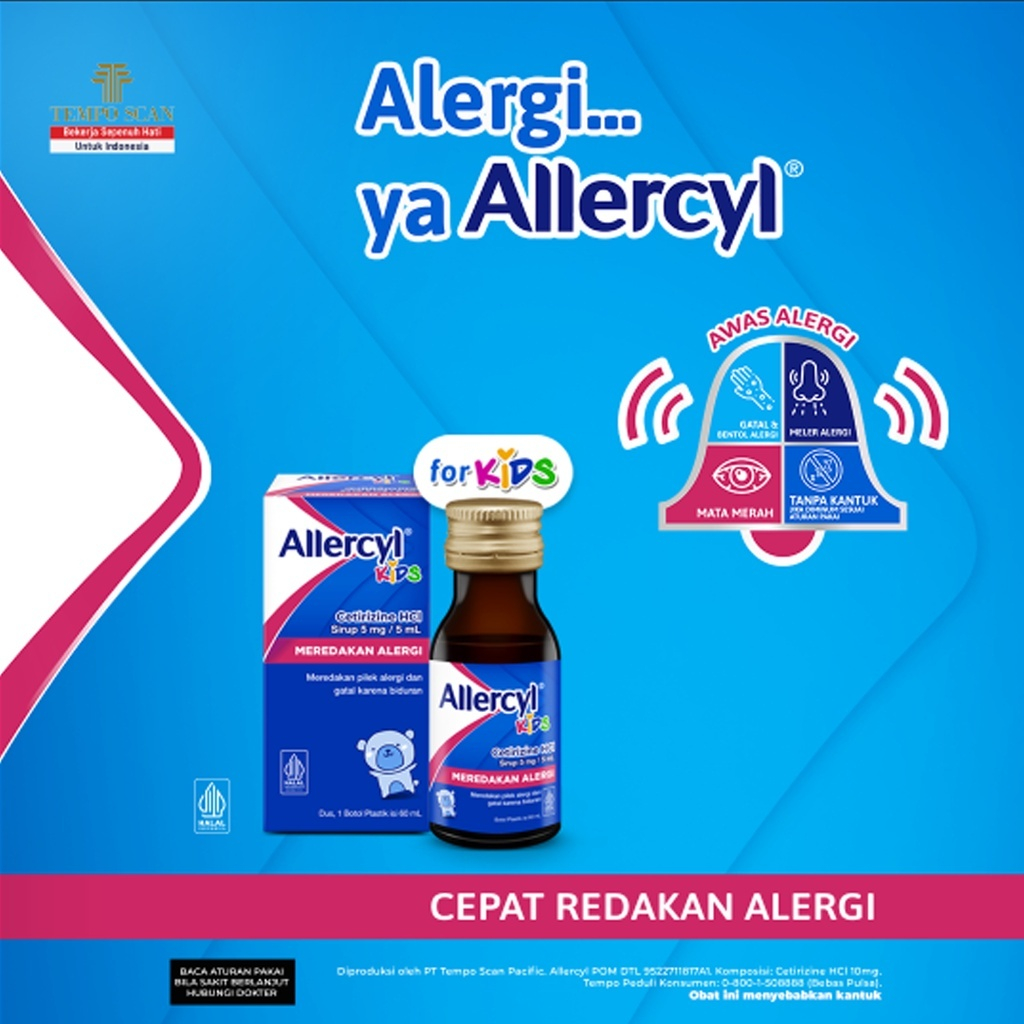 Jual Allercyl Kids syrup 60ml Obat Alergi Gatal/Biduran Anak | Shopee ...