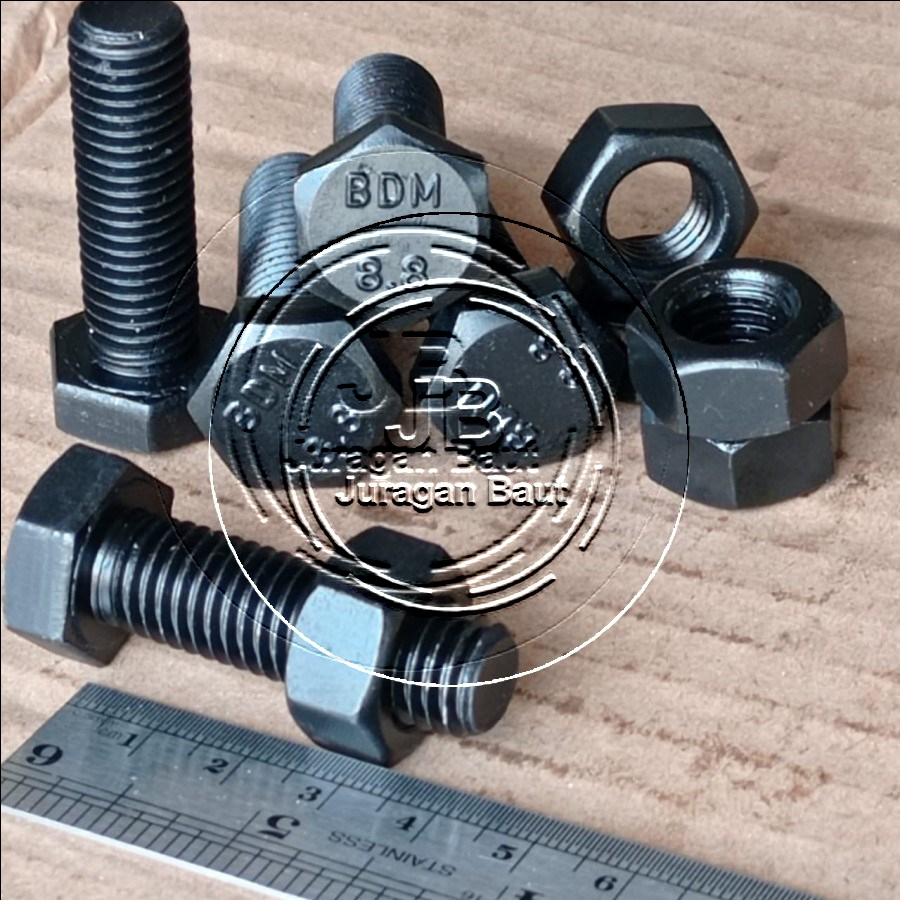Jual BAUT BAJA KUNCI 19 M12X40 PANJANG 4 CM 4CM GRADE 8.8 HTB M12 X 40 FULL DRAT HITAM BAUT 19 ...