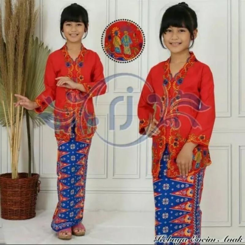 Jual Atasan baju kebaya encim anak perempuan motip ondel-ondel betawi ...