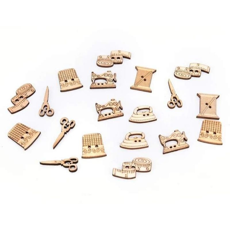 Jual Kancing Kayu Tema Jahit (10pcs) | Shopee Indonesia