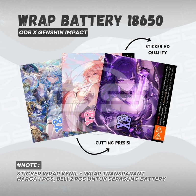 Jual ODBE X Genshin Impact Series | Skin Wrap Baterai 18650 / Pelindung ...