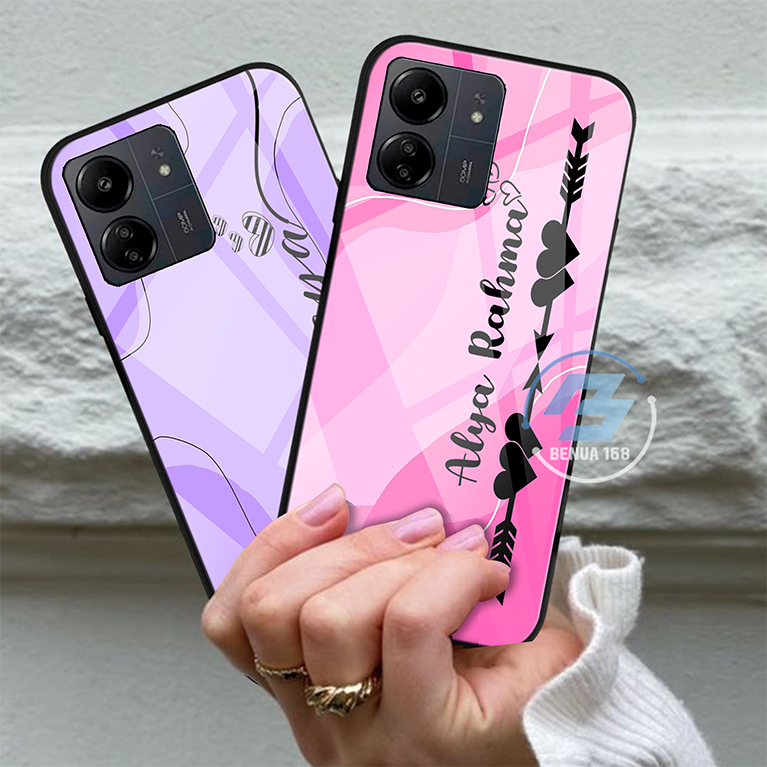 Jual BENUA CASE - CUSTOM NAMA CASE KACA 4D GLASS CASE MENGKILAP CASING XIAOMI REDMI 13C REDMI ...