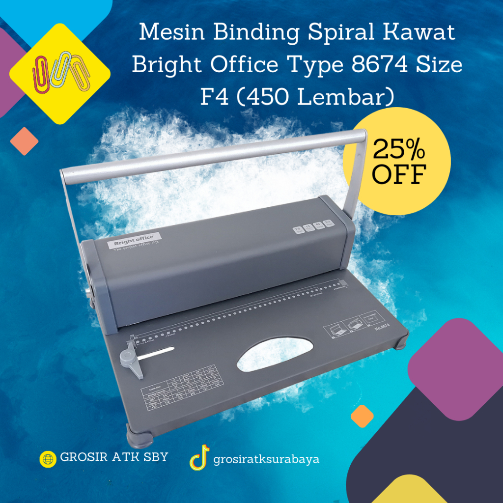 Jual Mesin Binding Spiral Kawat Ukuran Folio F4 FC Bright Office 8674 ...
