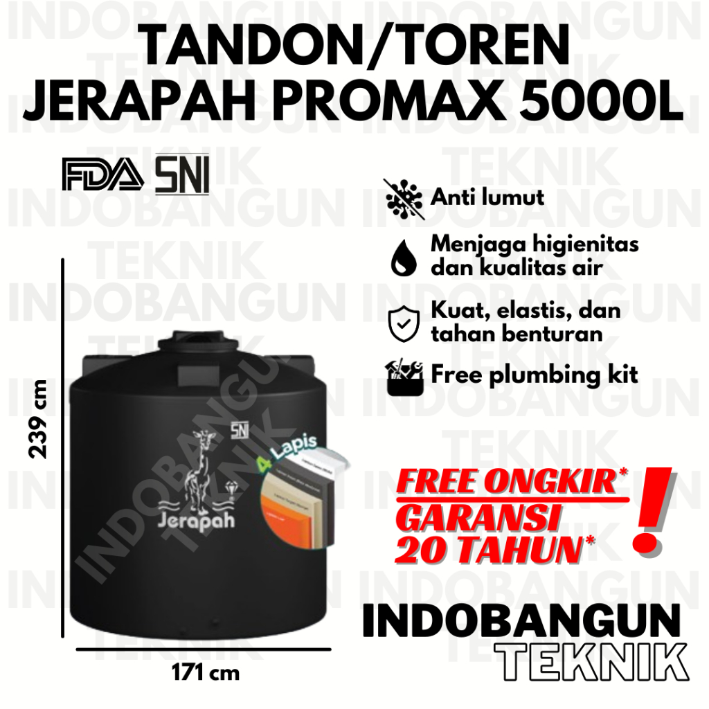 Jual Tandon Toren Tangki Air Jerapah Promax 5000 Liter Kualitas Penguin ...