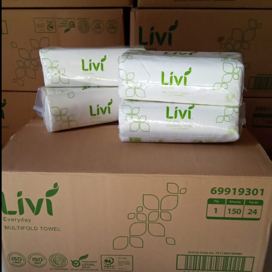 Jual Tissue Multifold towel merk LIVI isi 150 Sheet | Shopee Indonesia