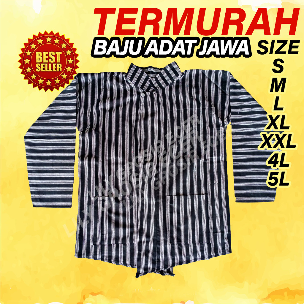 Jual Surjan Lurik Jawa Pria Abu Hitam Hitam Putih Baju adat surjan ...