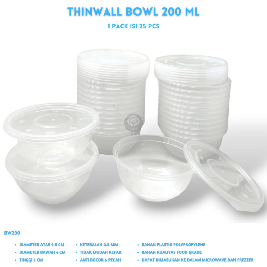 Jual Thinwall Bulat 200 Ml Thinwall Cup 200 Ml Cup Puding (BW200-Isi 25 pcs) | Shopee Indonesia