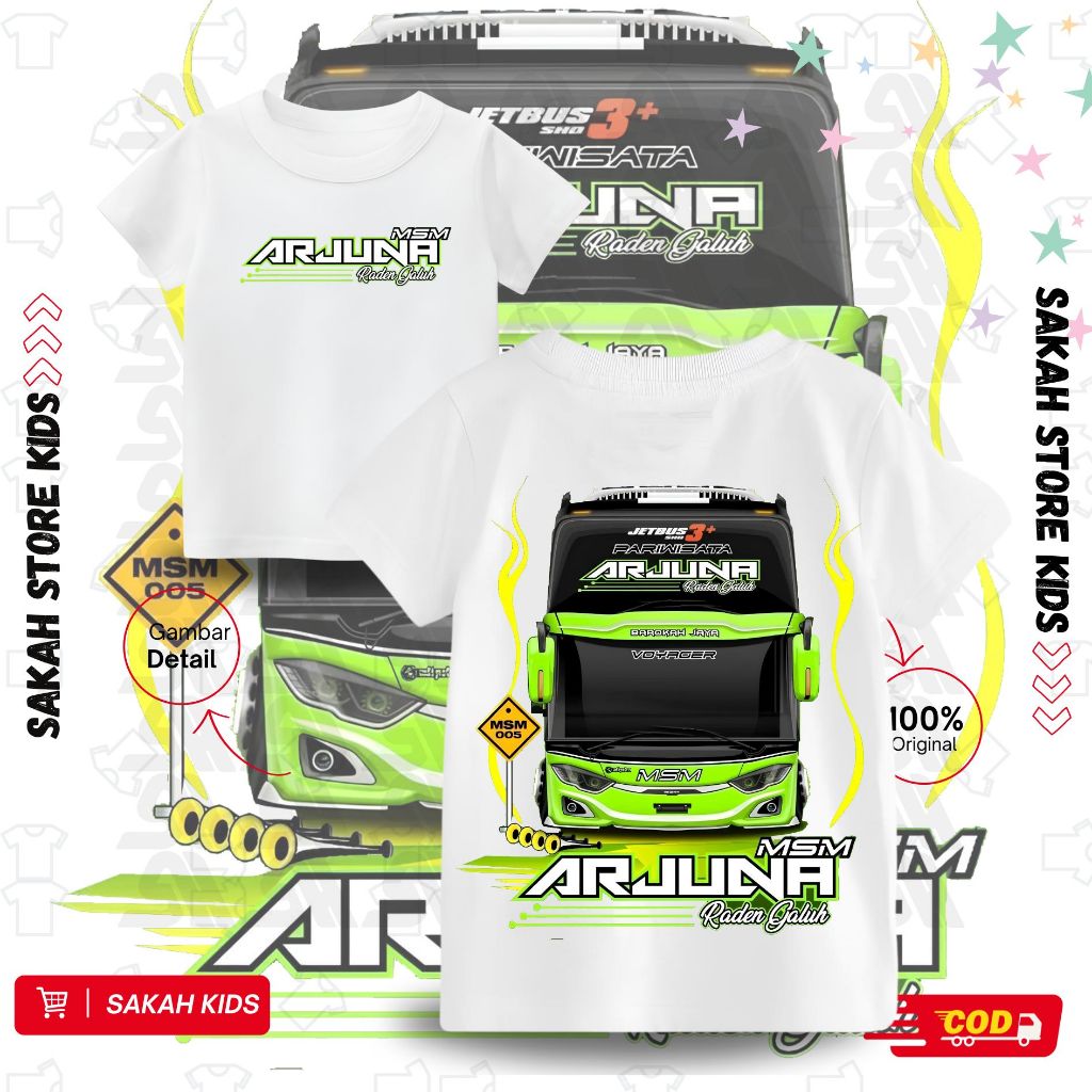 Jual Kaos Anak Custom Nama Combed 30s ARJUNA MSM BUS PARIWISATA Untuk Harian dan Hadiah Anak ...