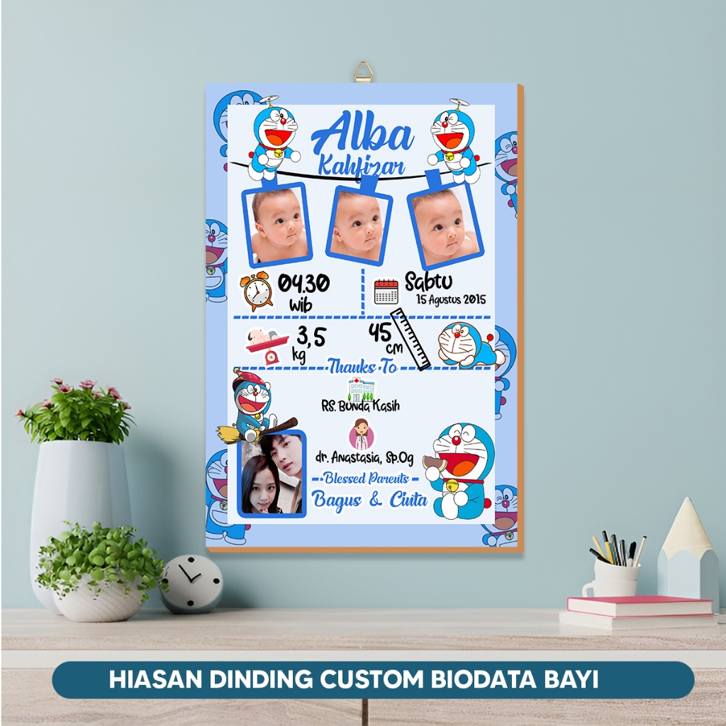 Jual Biodata Bayi Custom Lucu Hiasan Dinding Custom Biodata Bayi Anak ...