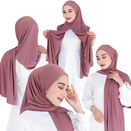Jual Harga Terbaik HIJAB PASHMINA JERSEY Oval Instan Premium Voal Grade ...
