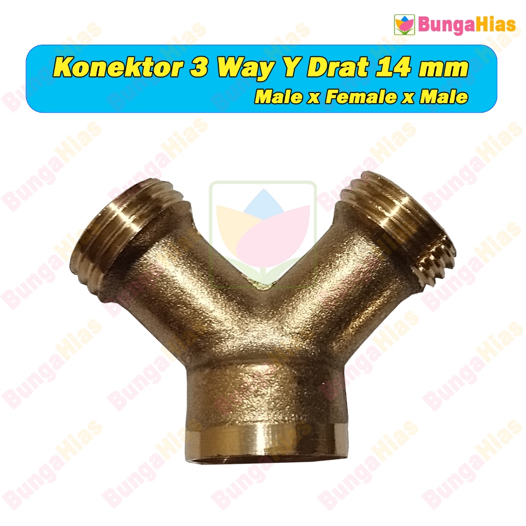 Jual Konektor 3 Way Y 14 mm Male x Female x Male Drat Sambungan Sprayer ...