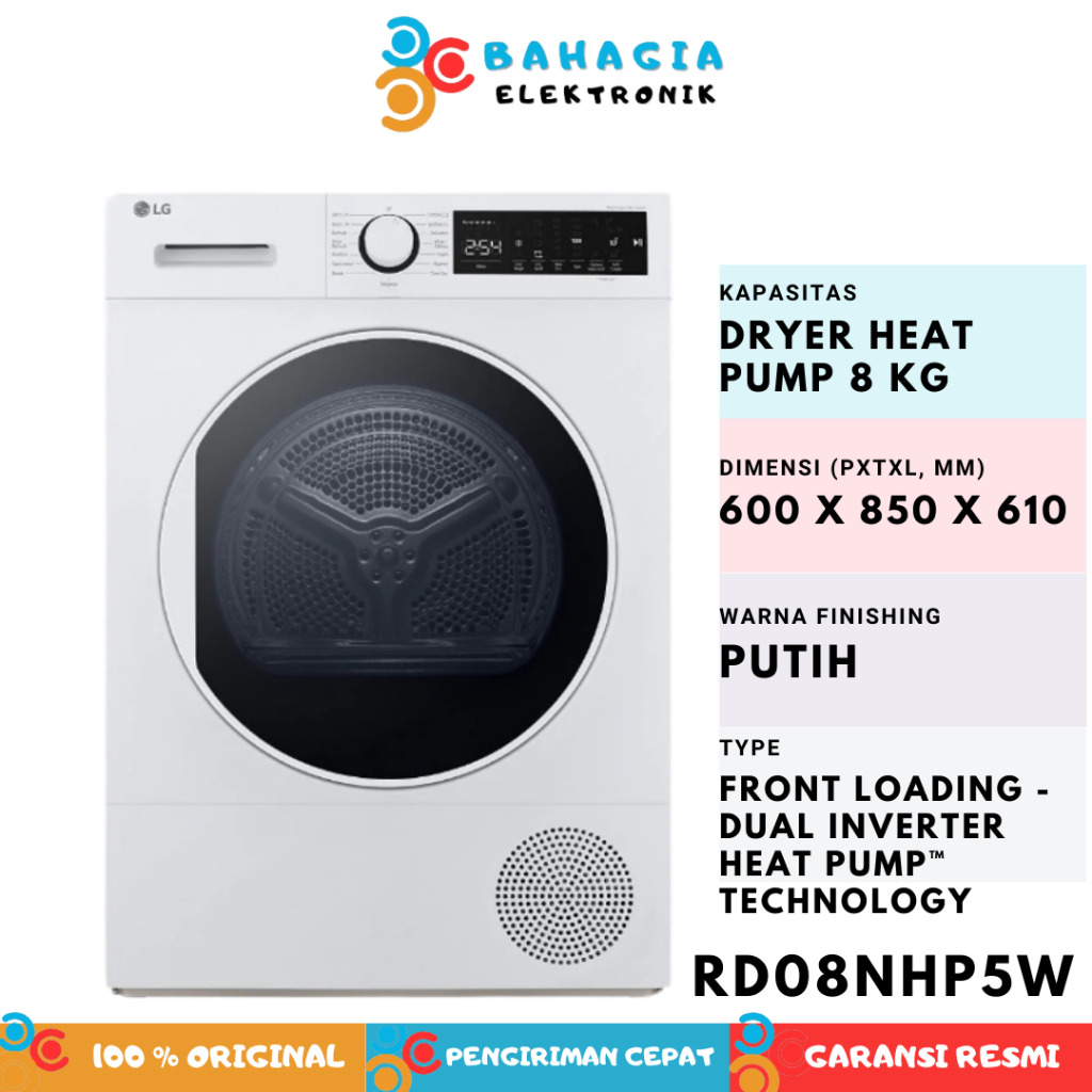 Jual LG RD08NHP5W Dryer Heat-Pump 8kg, Pengering Pakaian | Shopee Indonesia