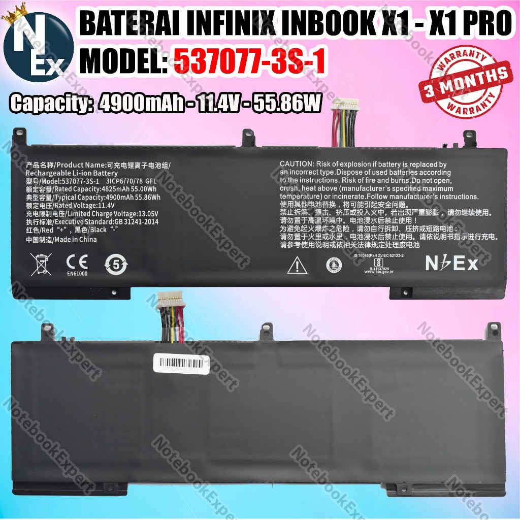 Jual Battery Baterai Laptop Infinix Inbook X1 Pro i3 i5 i7 537077-3S-1 | Shopee Indonesia