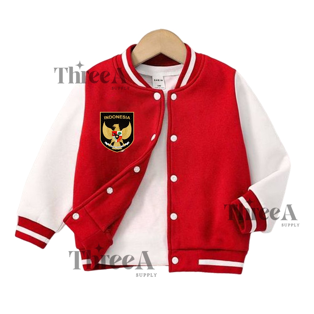 Jual Varsity Jacket Baseball Anak TIMNAS INDONESIA Laki Laki Perempuan ...