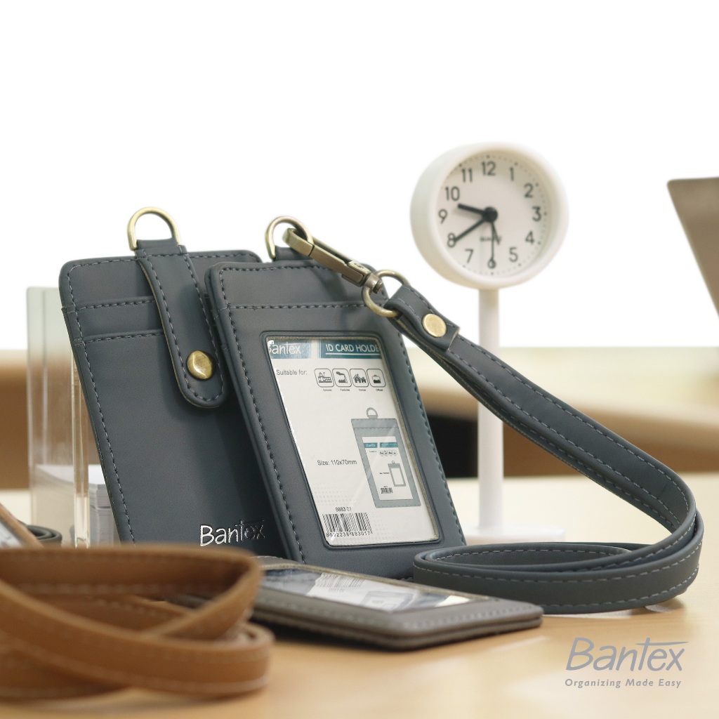 Jual Bantex Leather Name Tag ID Card Holder Button 8883 Kulit Sintetis ...