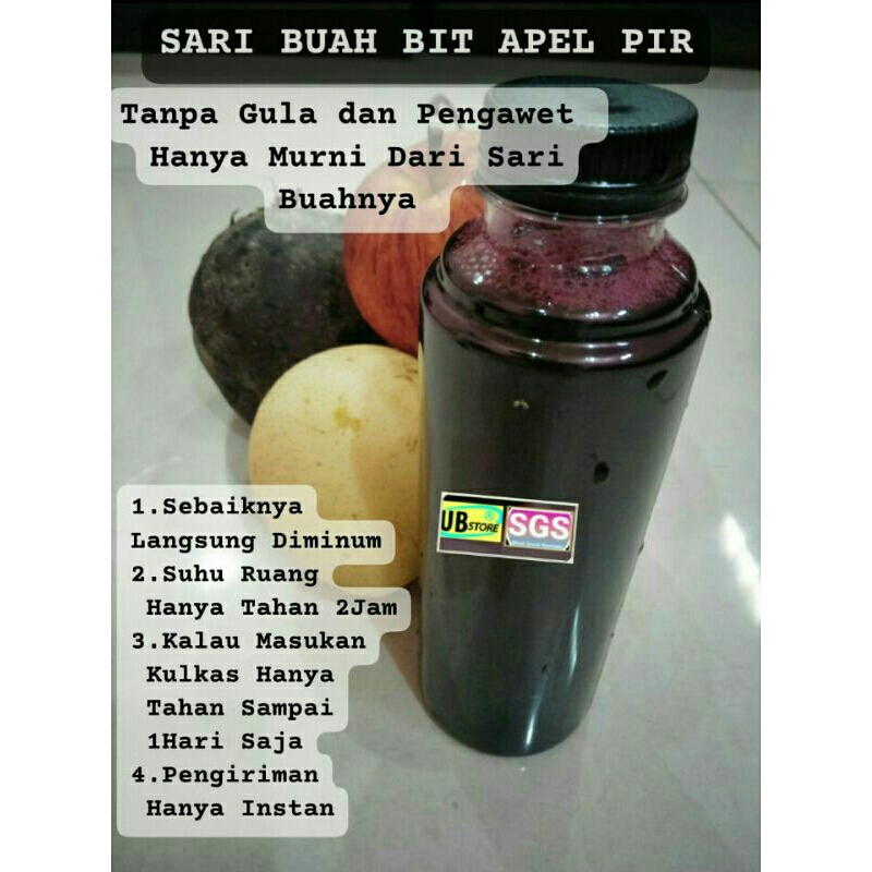 Jual Sari Buah Bit Apel Pir 1 Botol 250ml- Sari Buah Murni Tanpa Gula ...