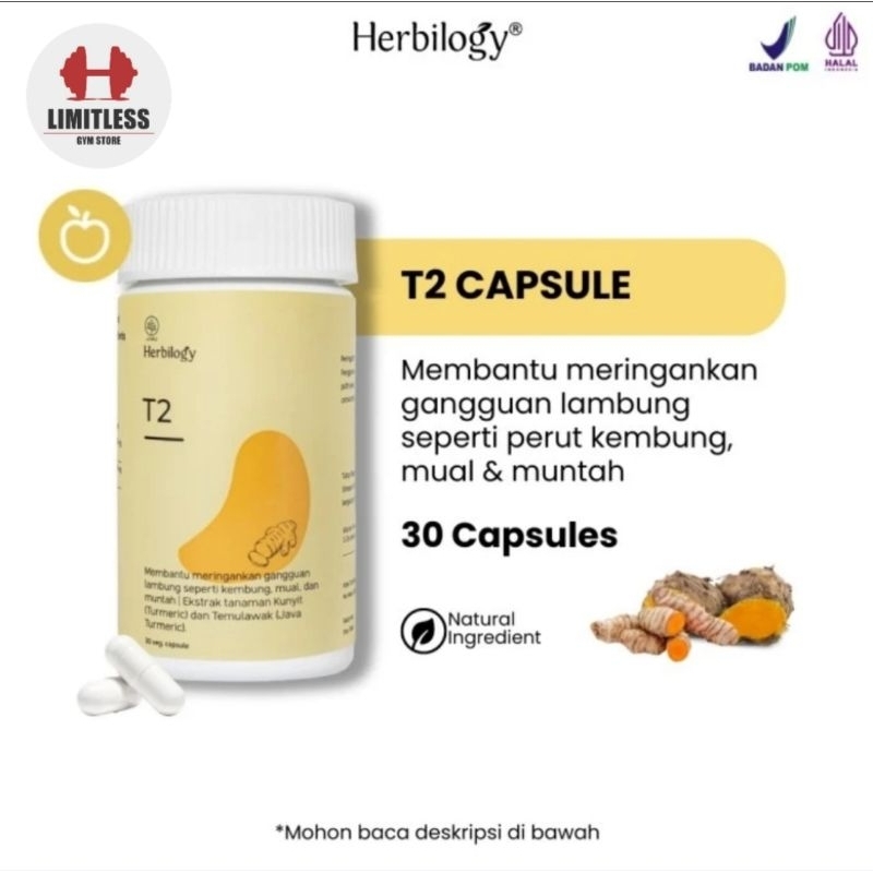 Jual Herbilogy T2 - Turmeric Curcumin 30 Kapsul Anti GERD Maag Kembung ...