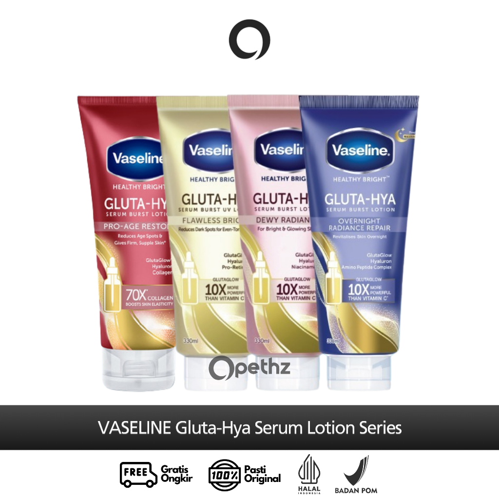 Jual VASELINE Gluta Hya Series Serum Burst Body Lotion - Flawless Bright | Dewy Radiance ...