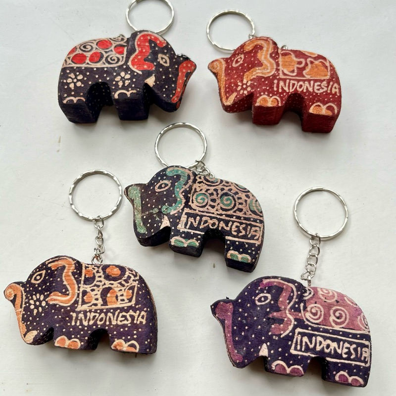 Jual Souvenir Gantungan Kunci Batik Kayu Lukis Gajah Oleh - oleh khas Indonesia | Shopee Indonesia