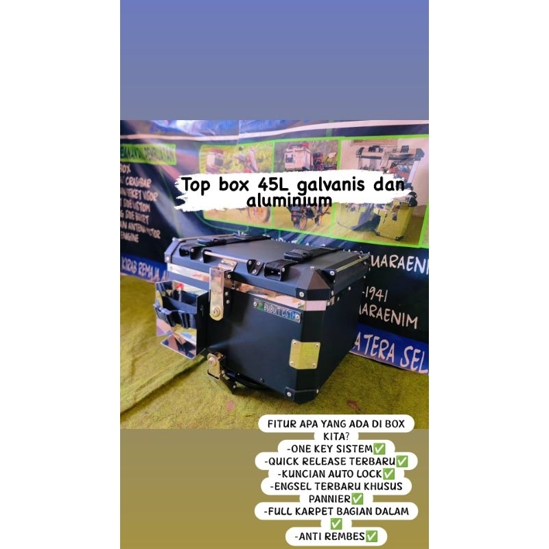 Jual Top box 45L galvanis dan aluminium , box pannier, box motor, Box ...