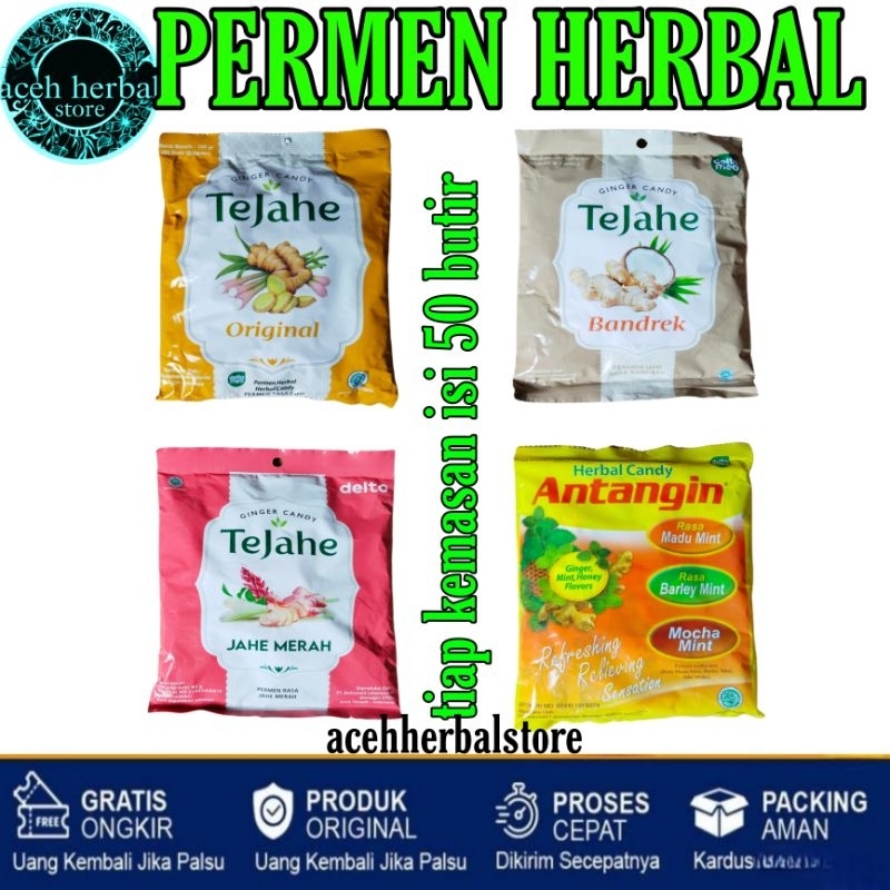 Jual Permen Tejahe Rasa Jahe Merah, Bandrek,Original (1 pack 50 Butir ...