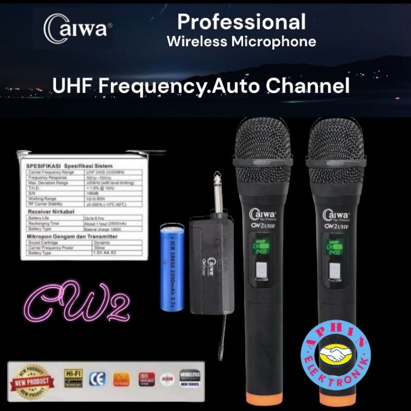 Jual Mic wireless CAiwa CW2 MIC WIRELESS UHF 2 mic wireless ORIGINAL ...