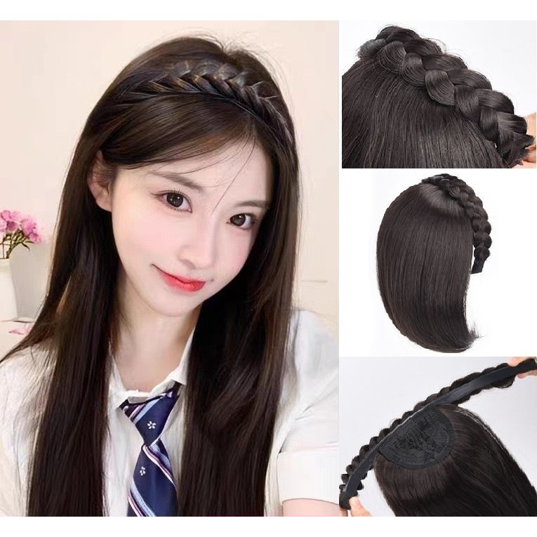 Jual Bando Semi Wig Rambut Palsu Model Kepang Bando Penambah Volume ...