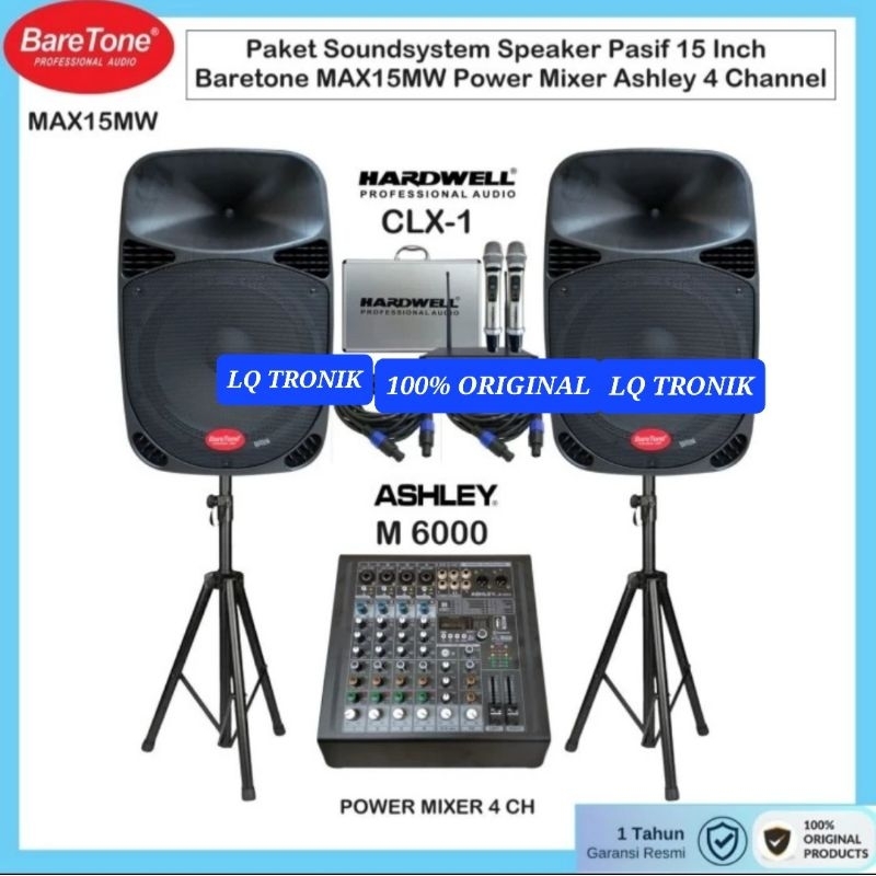 Jual PAKET SOUND SYSTEM INDOOR SPEAKER PASIF 15 INCH BARETONE MAX-15MW ...