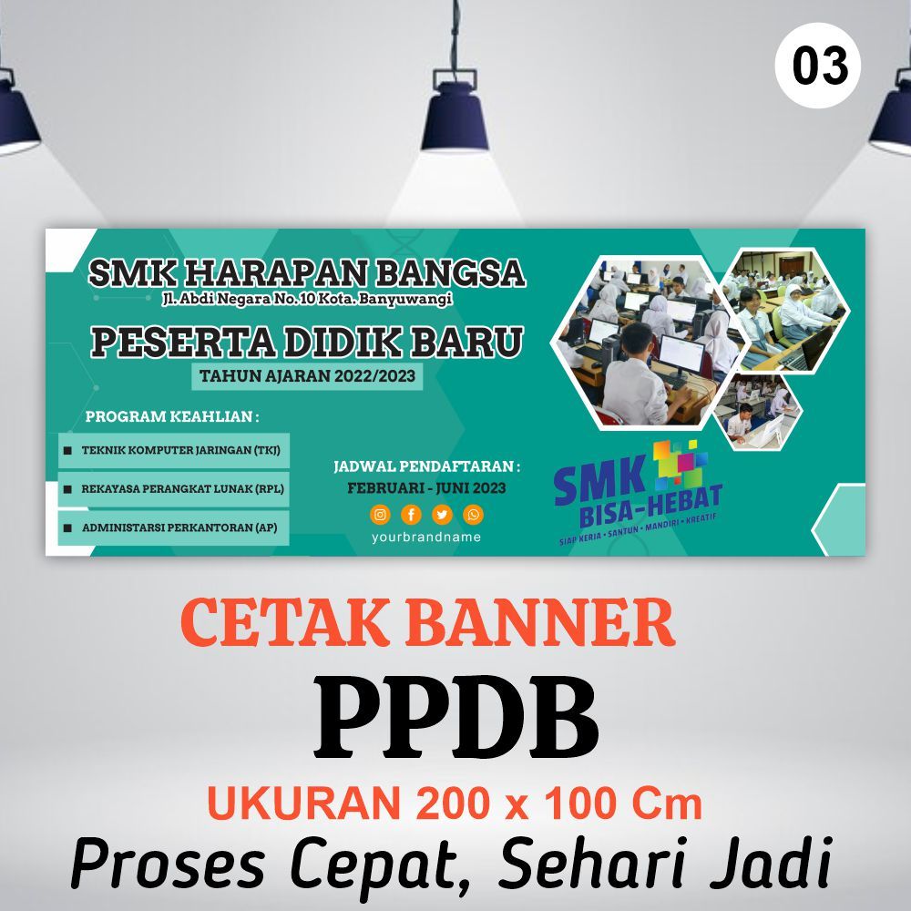 Jual CETAK Banner / Spanduk PPDB Sekolah Ukuran 200 x 100 Cm | Shopee ...