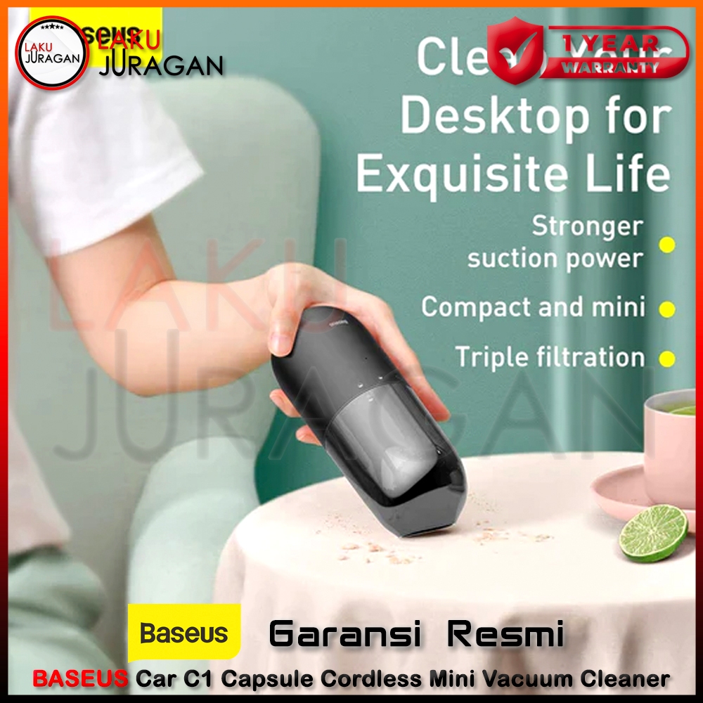 Jual BASEUS Car C1 Capsule Cordless Mini Vacuum Cleaner Portable Wireless Mobil Penyedot Debu ...