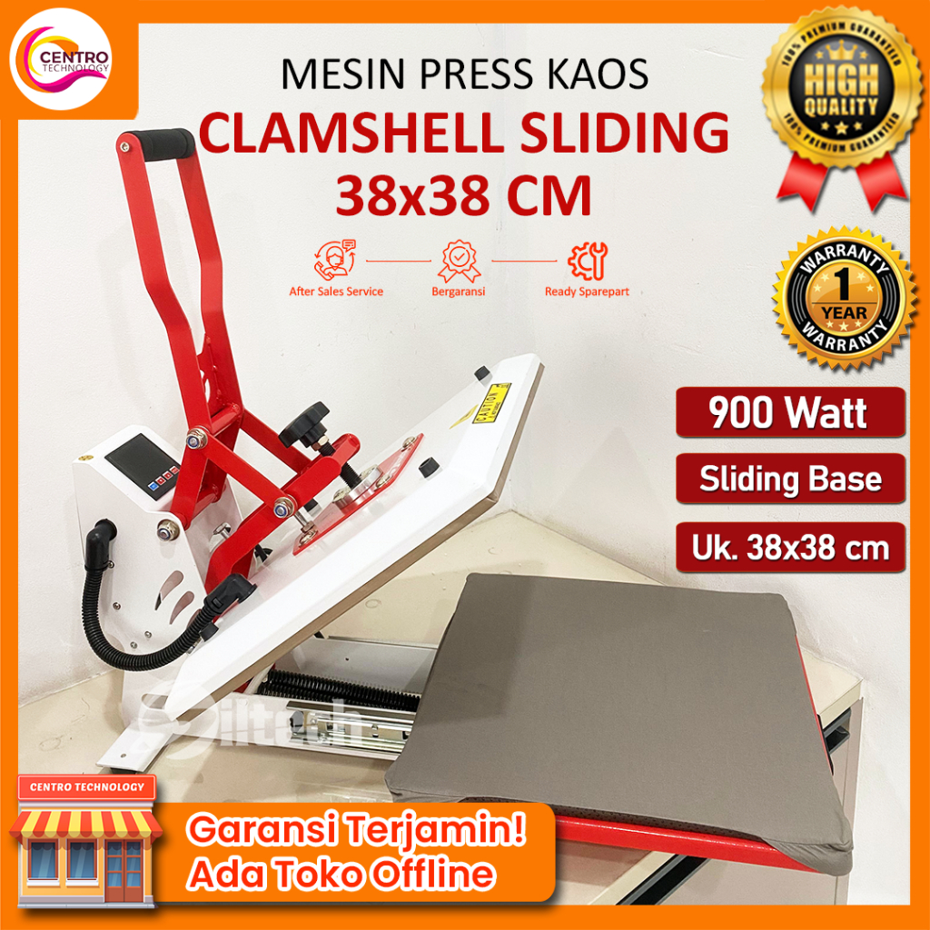 Jual Mesin Press Sablon Kaos Digital Tipe Sliding 38 x 38 CM Daya 900 ...