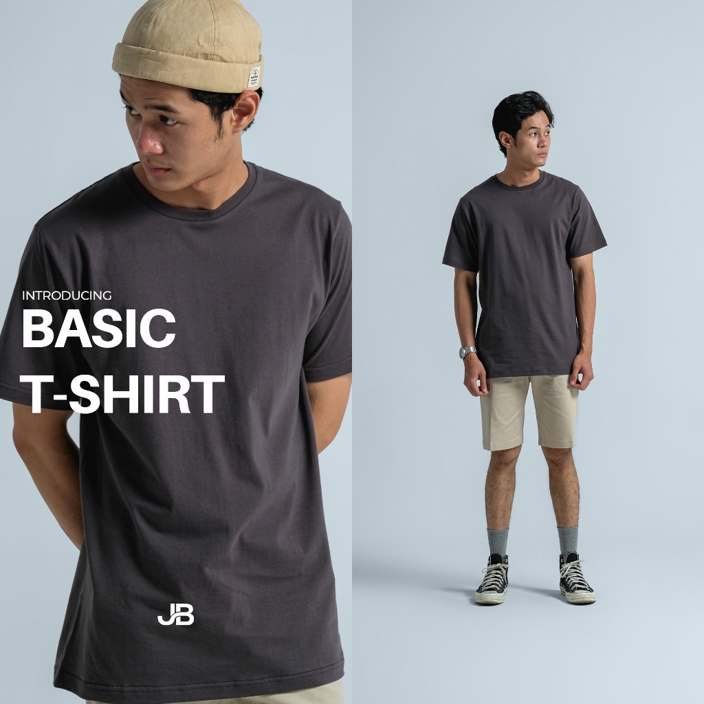 Jual JB - Basic Tee Dark Grey - Kaos Polos Pria | Shopee Indonesia