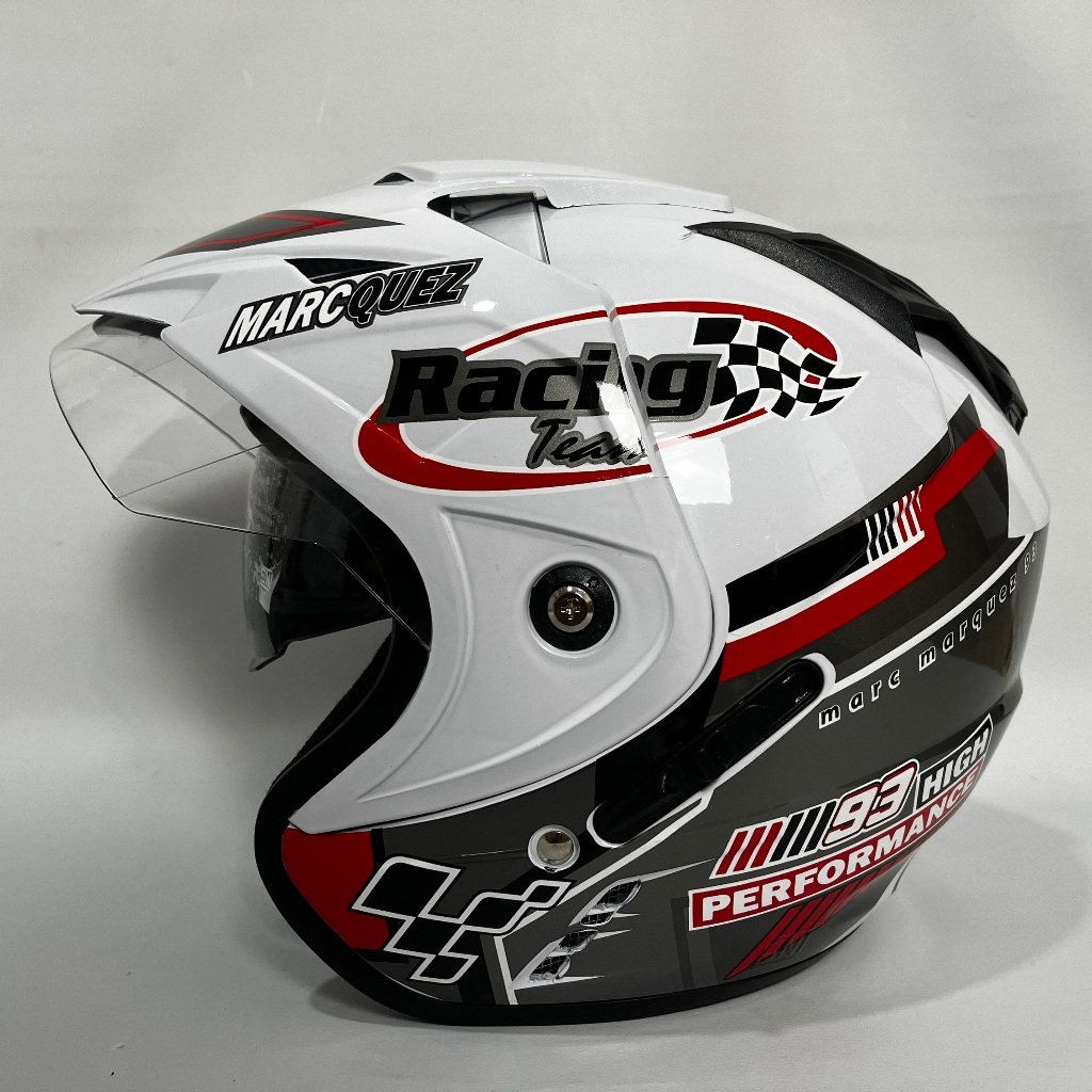 Jual Helm JP 7 Marquez Racing Putih Glossy SNI Dewasa Motif Dua Kaca ...