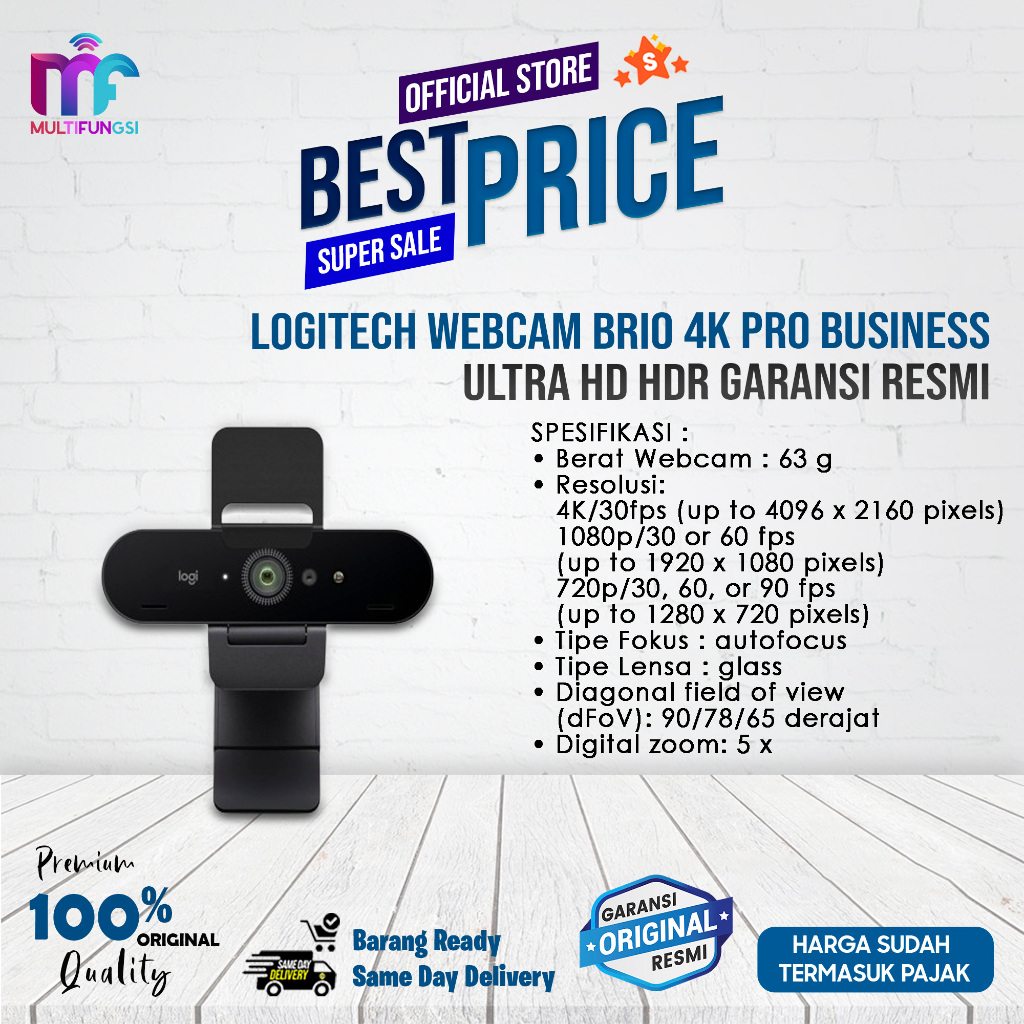 Jual Logitech Webcam Brio 4K Pro Business Ultra HD HDR Garansi Resmi ...