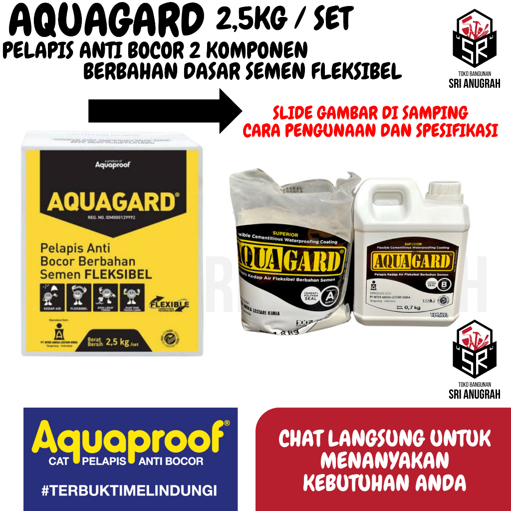 Jual Aquagard Pelapis Anti Bocor 2 Komponen Berbahan Semen - 2,5 Kg ...