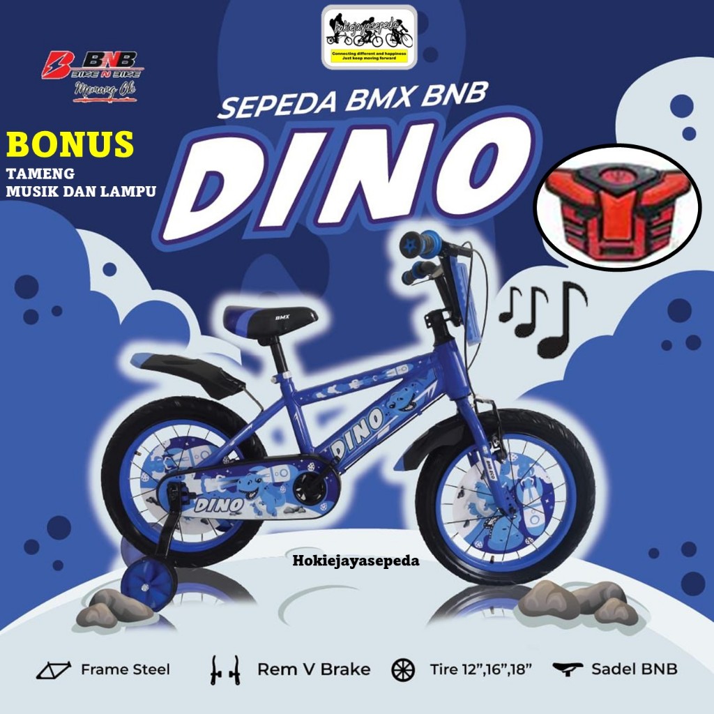 Jual [NEW] Sepeda Anak BMX BNB DINO 12" - 16" - 18" fitur musik dan ...
