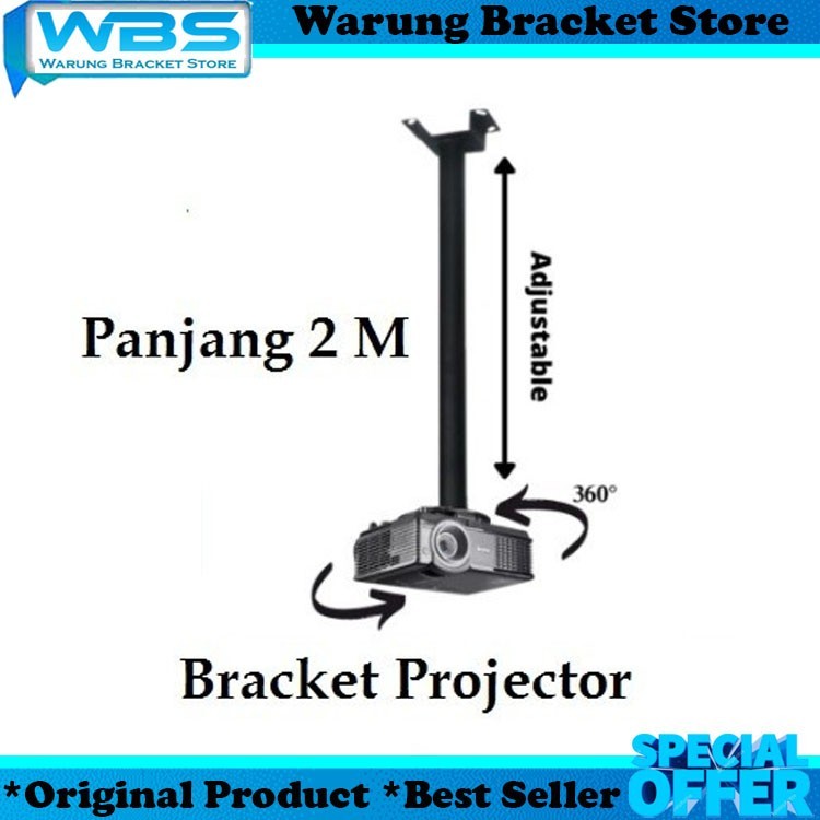Jual Bracket Proyektor gantung 2 meter Ceiling Mount Projector Gantung ...