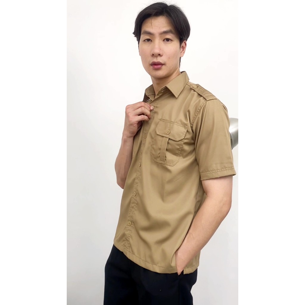 Jual Baju Kemeja PDL Lengan Pendek PDH Warna Coklat Khaki Pria Seragam ...