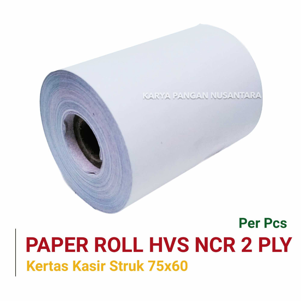 Jual KERTAS KASIR STRUK PAPER ROLL HVS NCR 2 PLY 75x60mm KERTAS PRINT ...