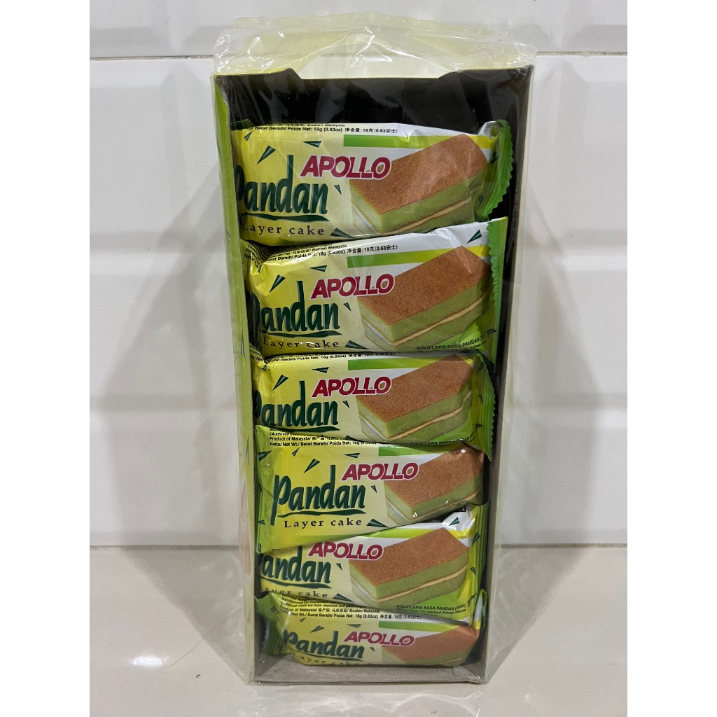 Jual Apollo Pandan Layer Cake 18 gr Isi 24 Bungkus | Shopee Indonesia